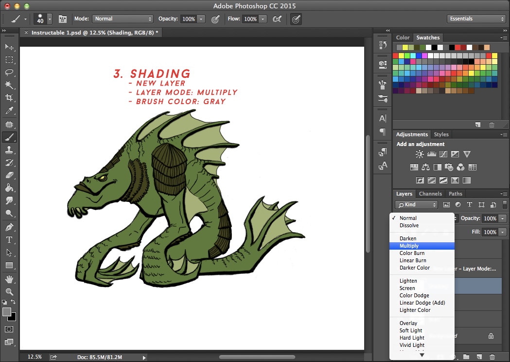 Coloring, Shading, and Effects in Photoshop : 9 Steps (with Pictures ...