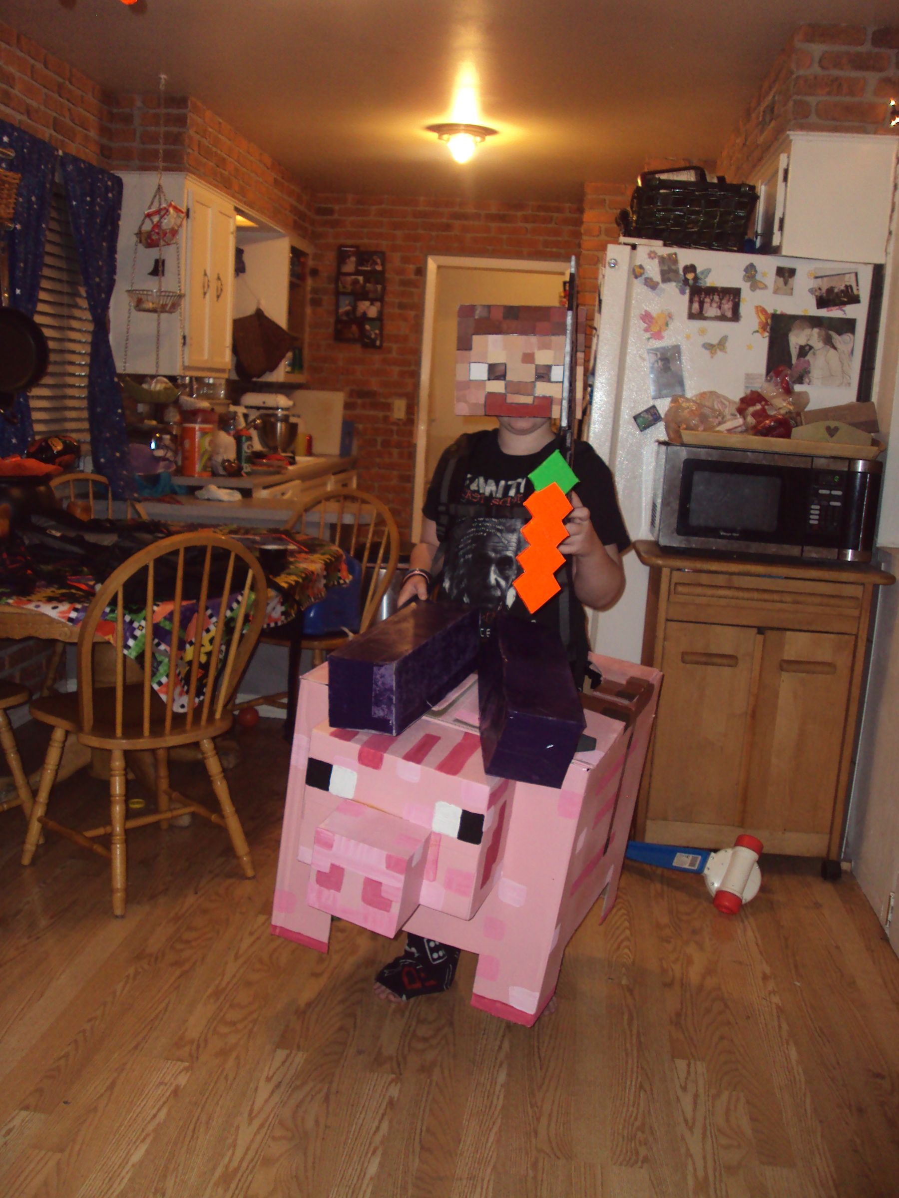 Steve Riding a Pig Minecraft Cardboard Halloween Costume (with Pictures ...