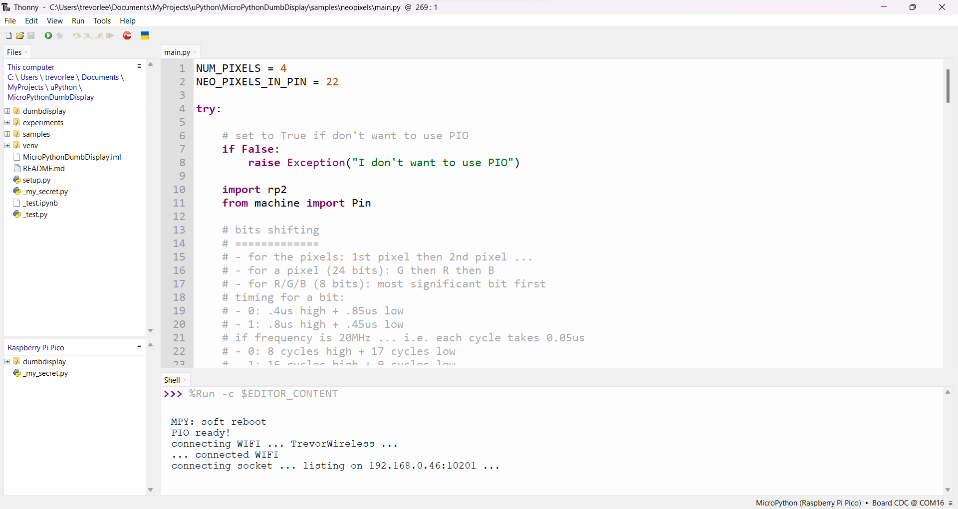 Respberry Pi Pico W NeoPixels Experiments With Programmable I/O (PIO) Using MicroPython : 5 ...