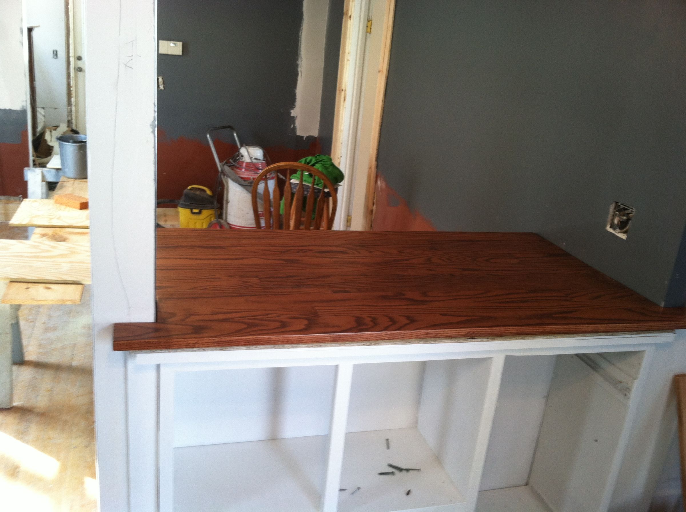 Oak Top Kitchen Bar With Pet Feeder Drawer and Roll Out Trashcan : 8 ...