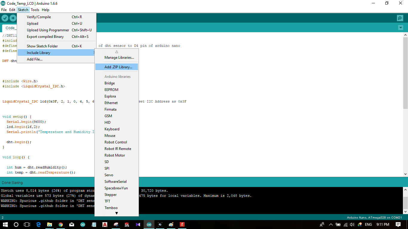 DISPLAY HUMIDITY AND TEMPERATURE ON LCD WITH ARDUINO NANO : 5 Steps ...