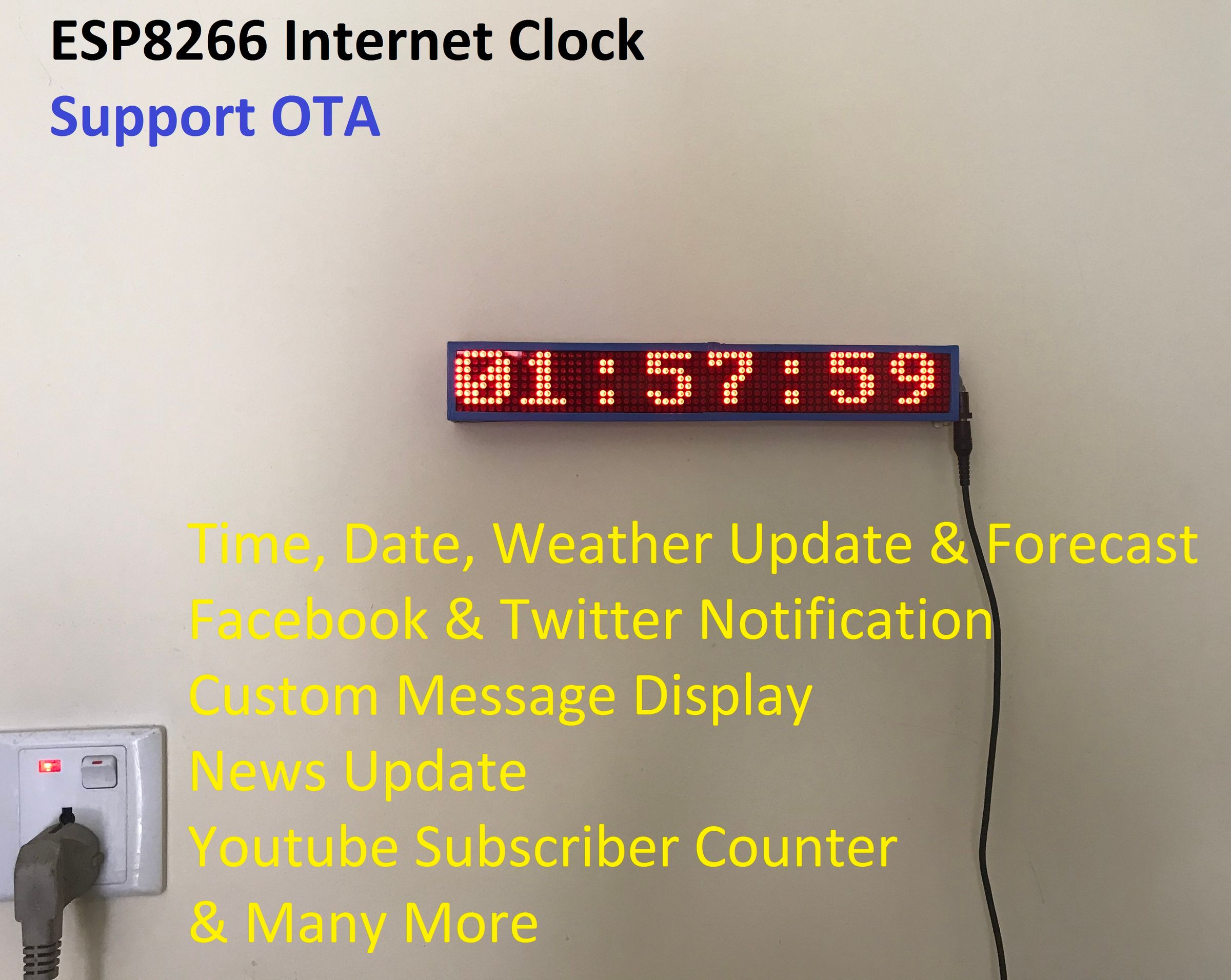 ESP8266 Internet Clock With Weather Update & Many More (No RTC) : 8 ...