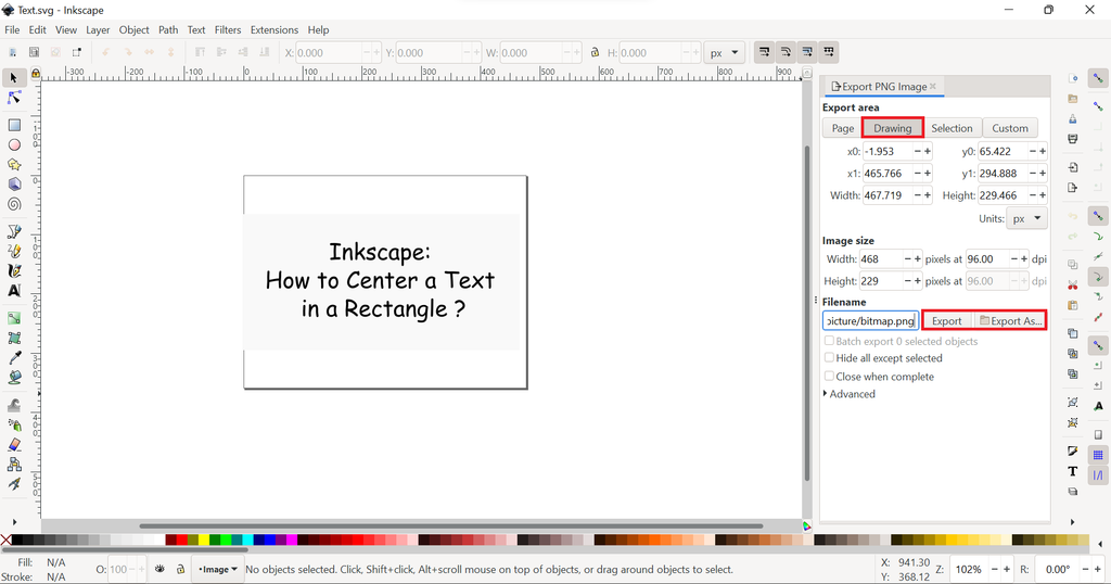 Inkscape: How to Center a Text in a Rectangle ? (~ 8 Skills) : 5 Steps ...