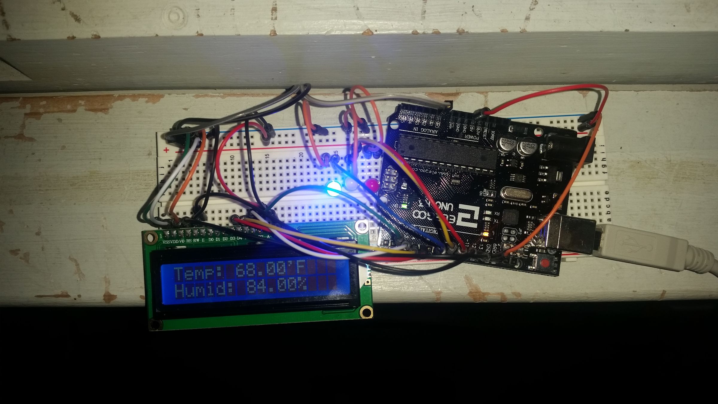 Temp & Humidity Sensor With LCD Disp & LED Indicator : 5 Steps (with ...