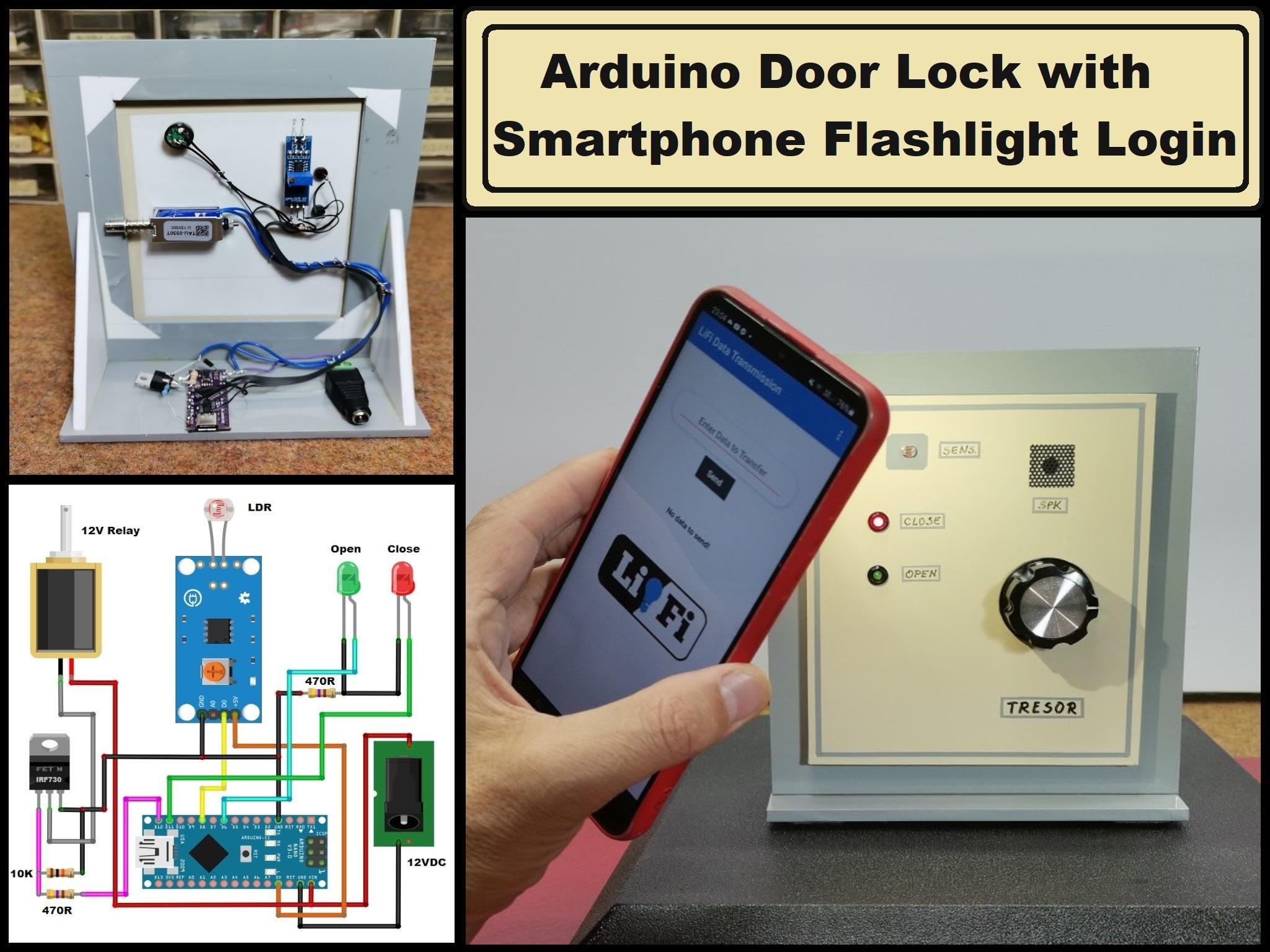 Arduino Door Lock With Smartphone Flashlight Login (Li-Fi Project) : 3 ...