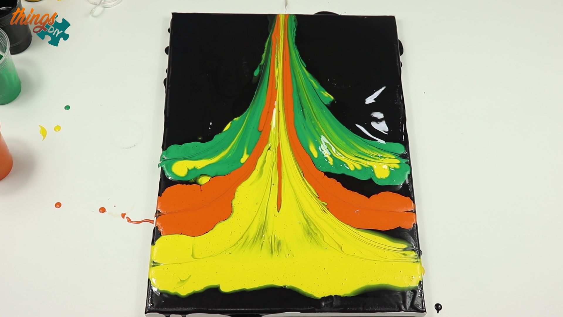 Acrylic Pouring String Pull Abstract Flower Painting : 5 Steps ...