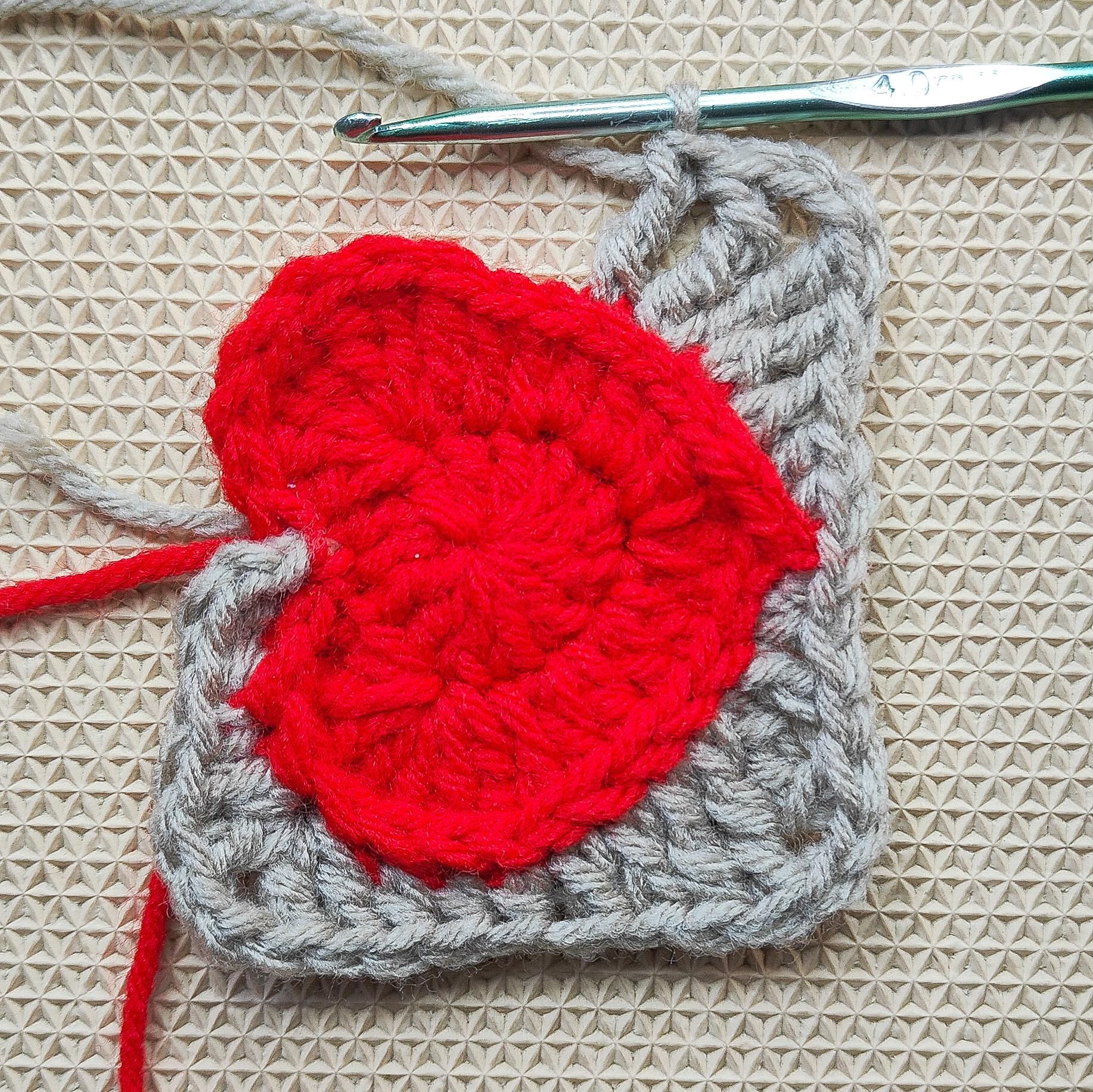How to Make a Crochet Heart to Solid Granny Crochet Square : 6 Steps ...
