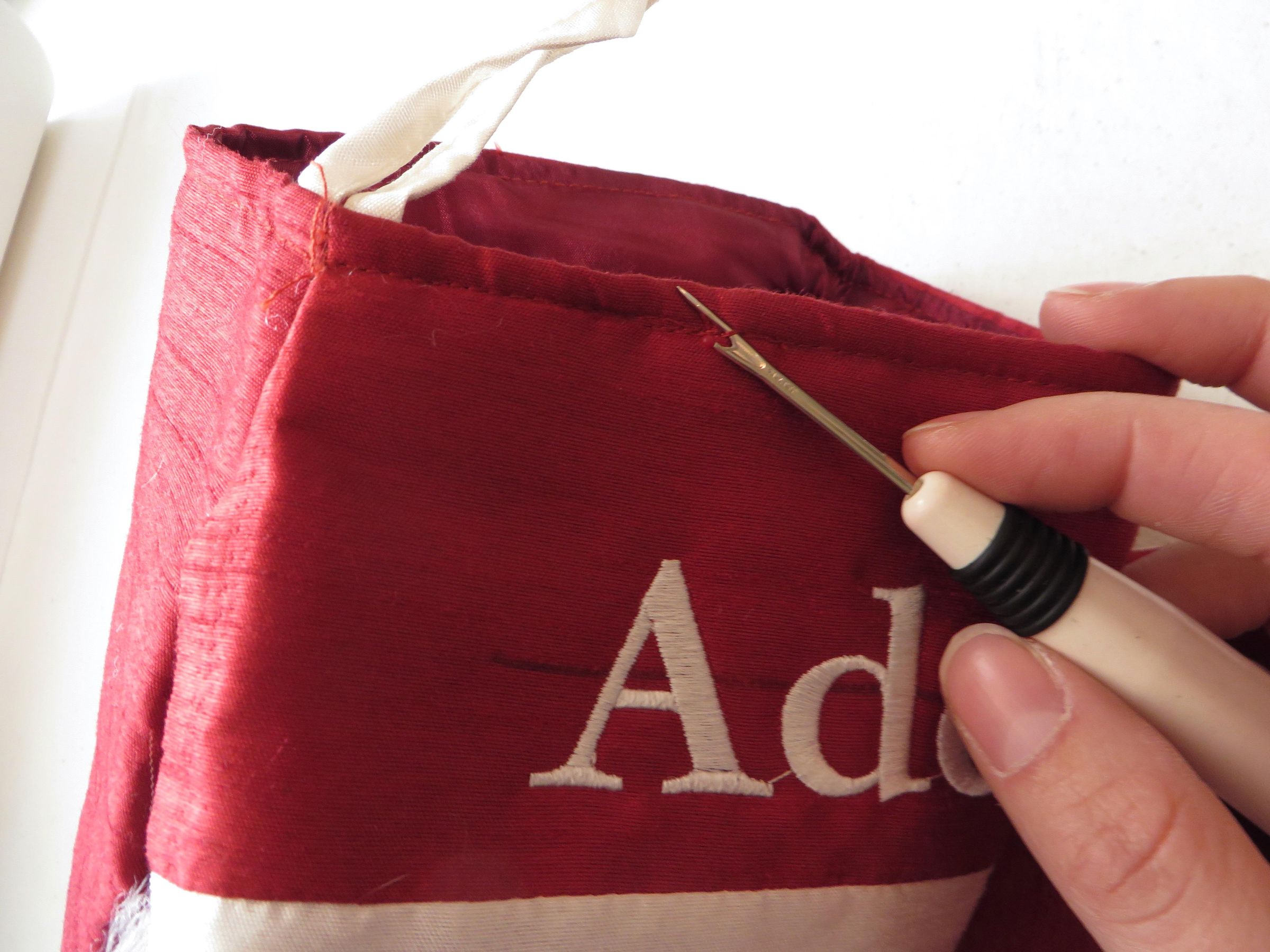 Embroidering a Christmas Stocking With a Faux Cuff : 9 Steps (with ...