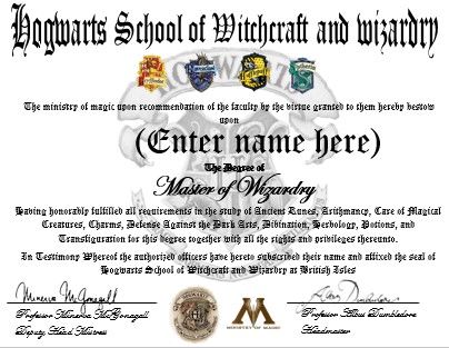Hogwarts Certificate Template