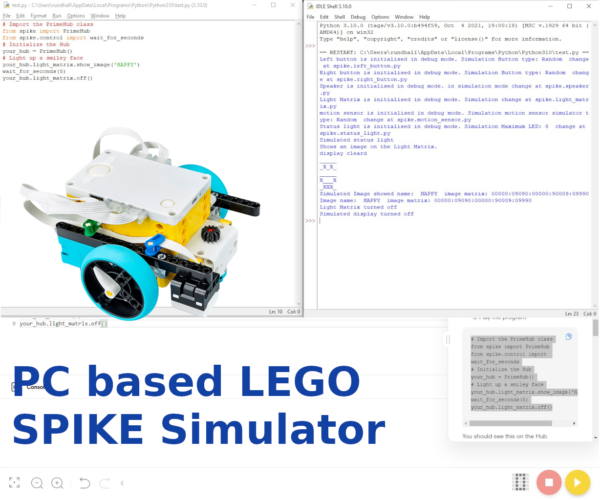 Unofficial PC Based LEGO SPIKE Simulator in Python Environment : 3 ...