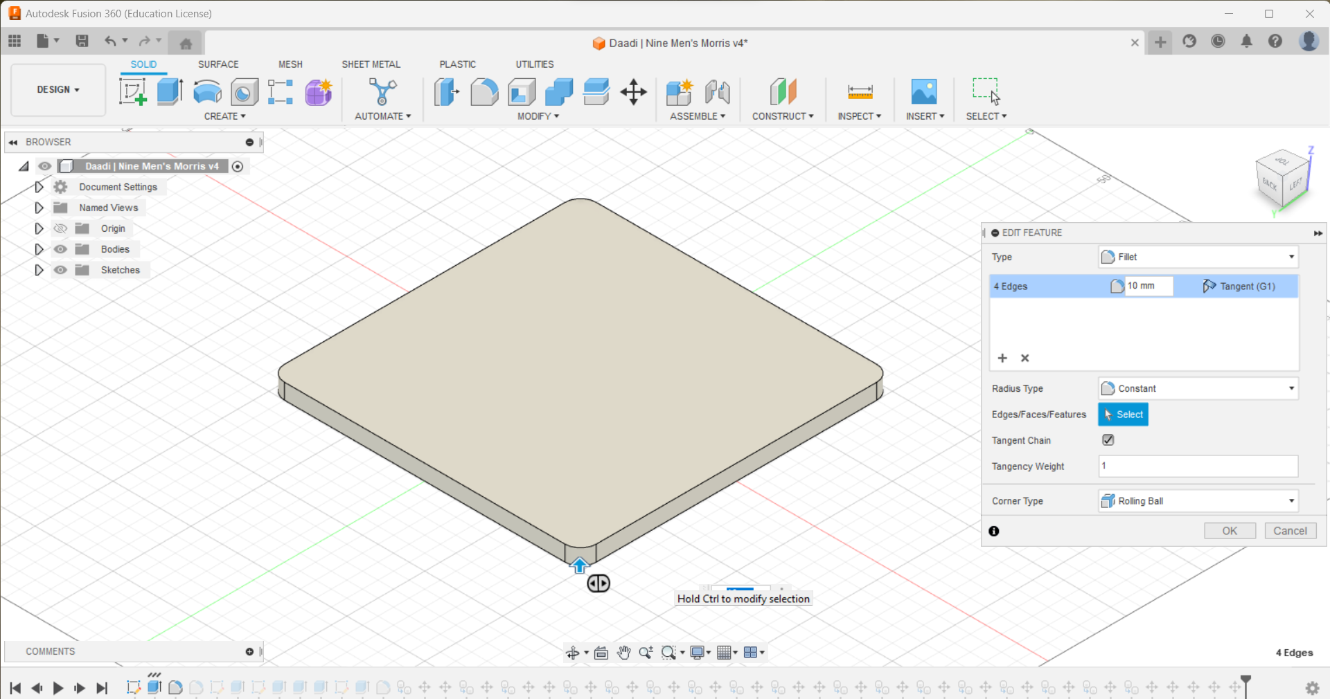 How to Design 9 Mens Morris Game in Fusion 360 : 10 Steps (with ...