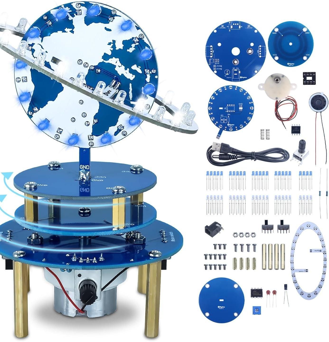 STEM DIY Soldering Kit: LED Rotating Globe Planetary Project : 35 Steps ...