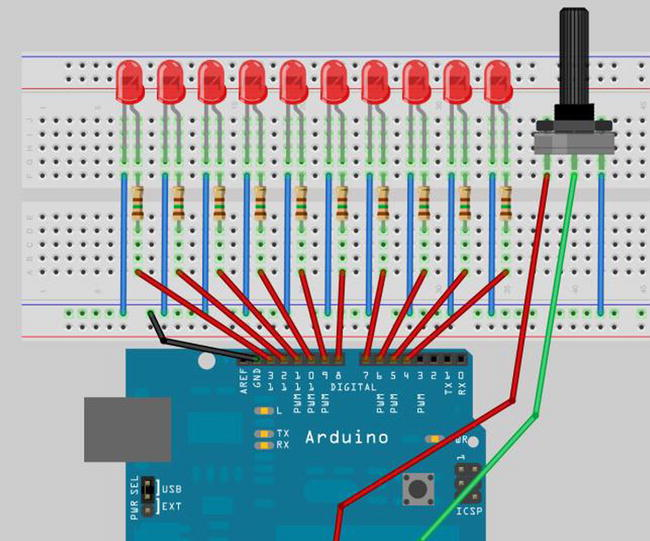 Arduino Workshop Interactive Led Chase Effect Instructables 2937