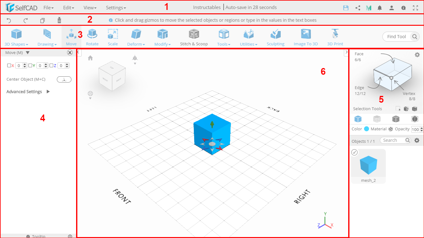 1.2. Interface | Learn SelfCAD : 7 Steps - Instructables
