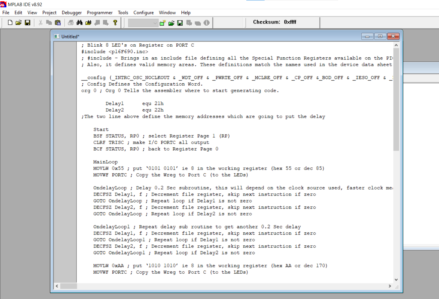 Assembly Language Blinking Lights for a PIC16 : 6 Steps (with Pictures ...