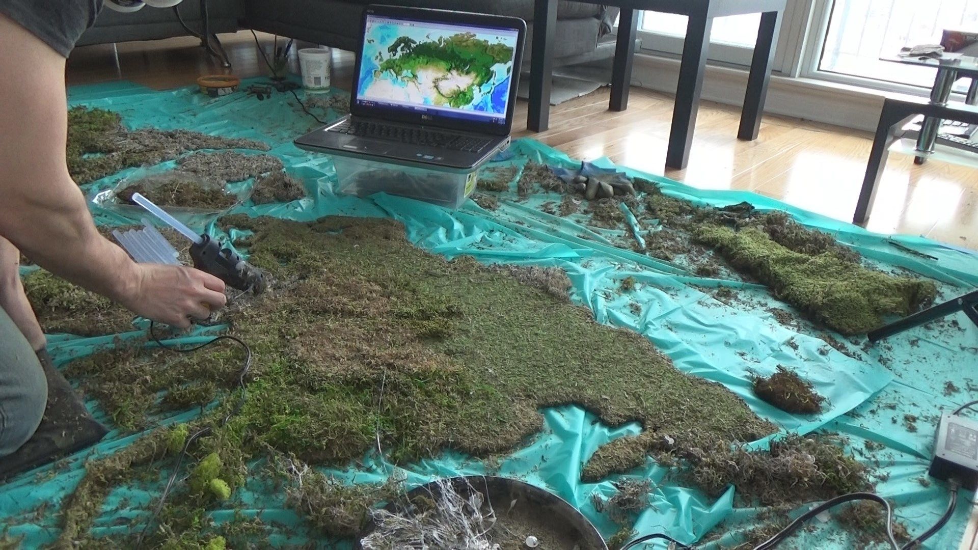 Floating World Backlit Moss Map With Arduino Fiber Optic LED Cities ...