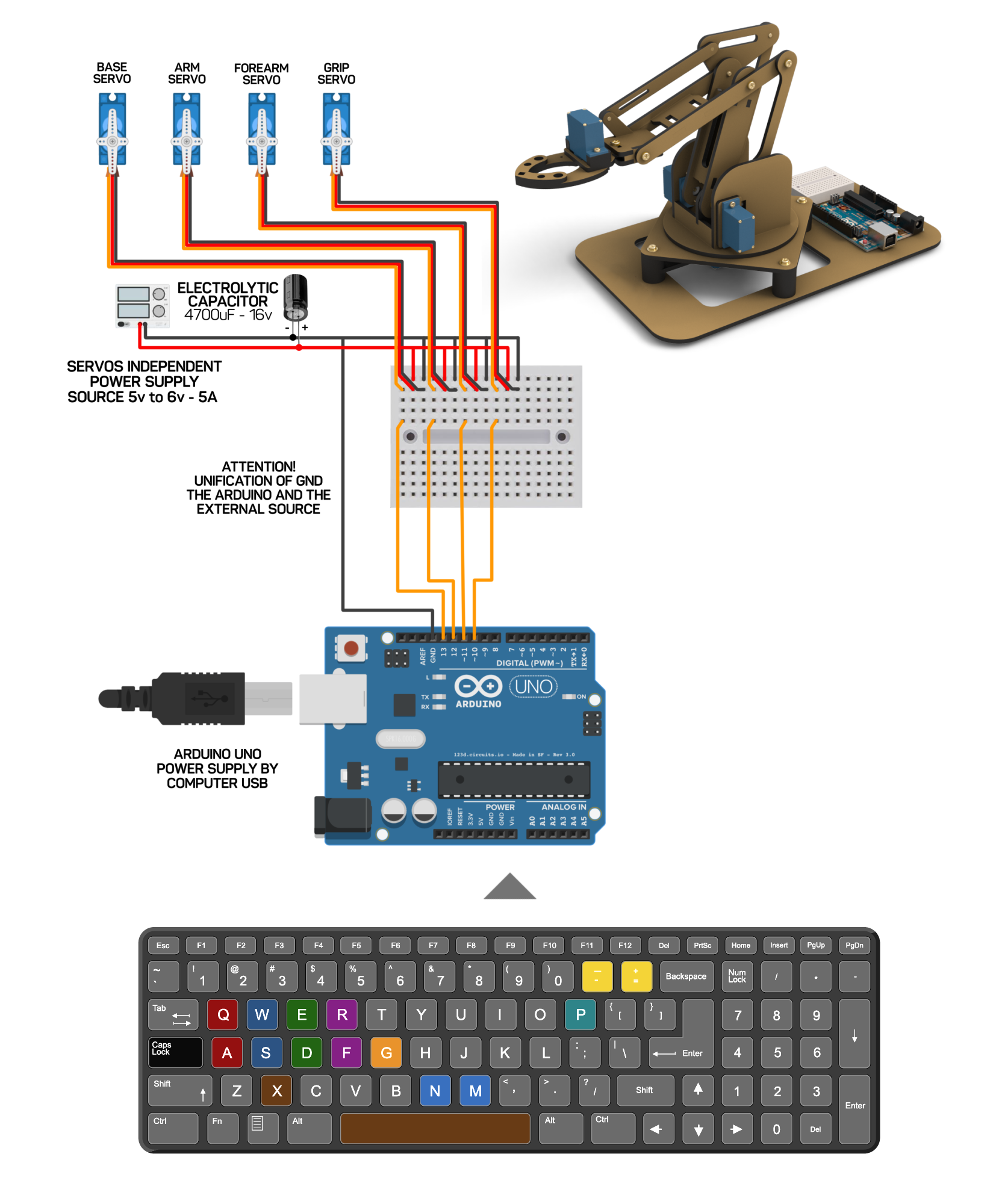 CONTROL CODE FOR ROBOTIC ARMS VIA PC KEYBOARD : 4 Steps - Instructables