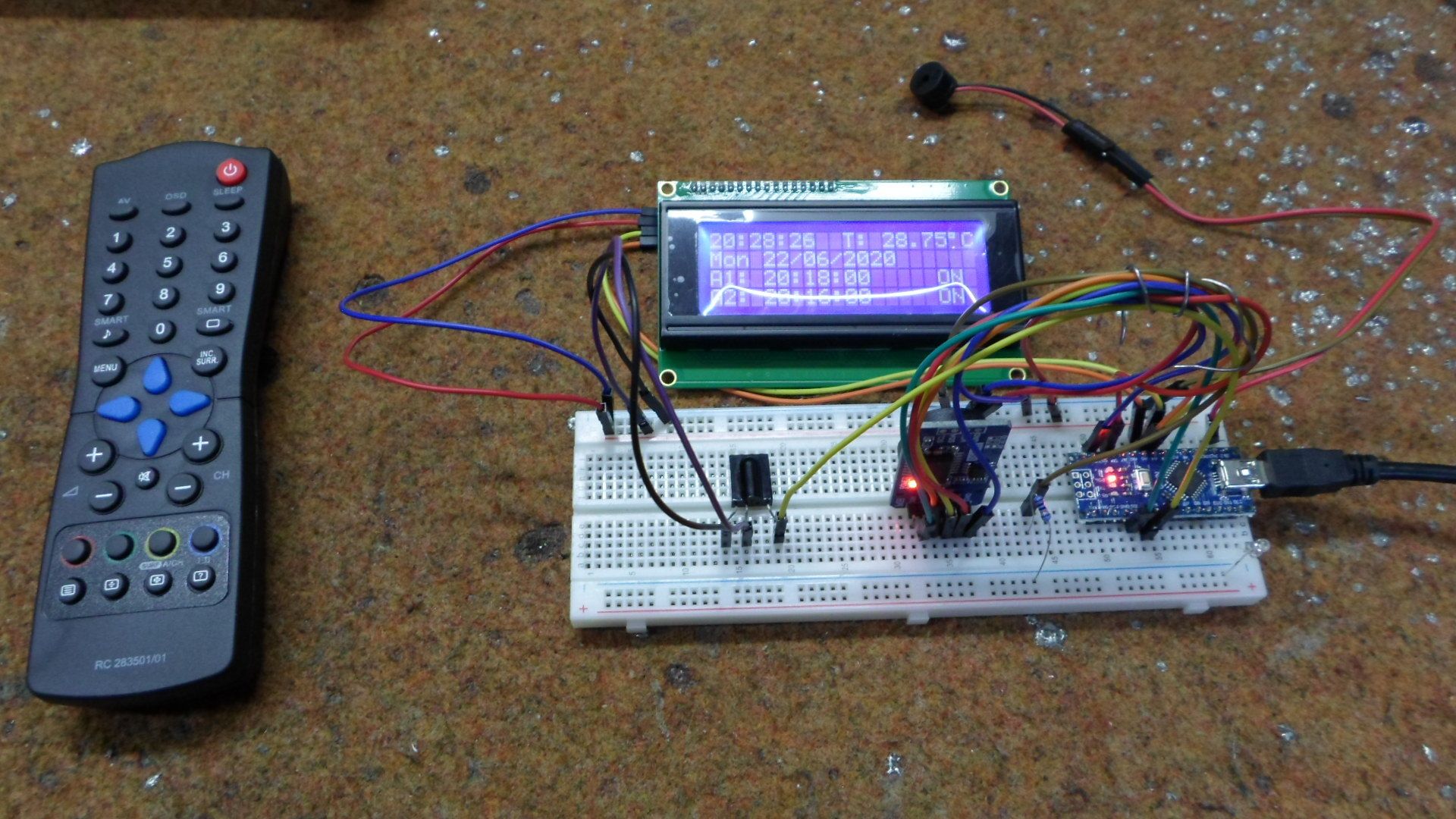 Big Arduino LCD Clock With Two Alarms and Temperature Monitor ...
