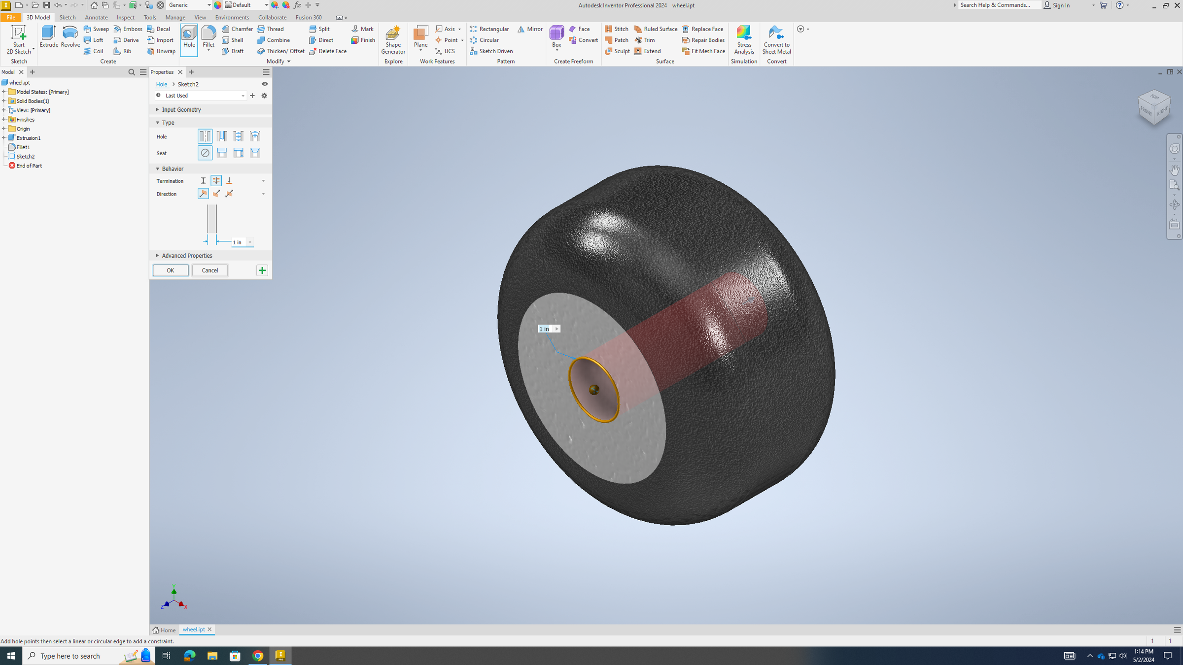 How to Make a 5 Inch Wheel in Autodesk Inventor : 12 Steps - Instructables