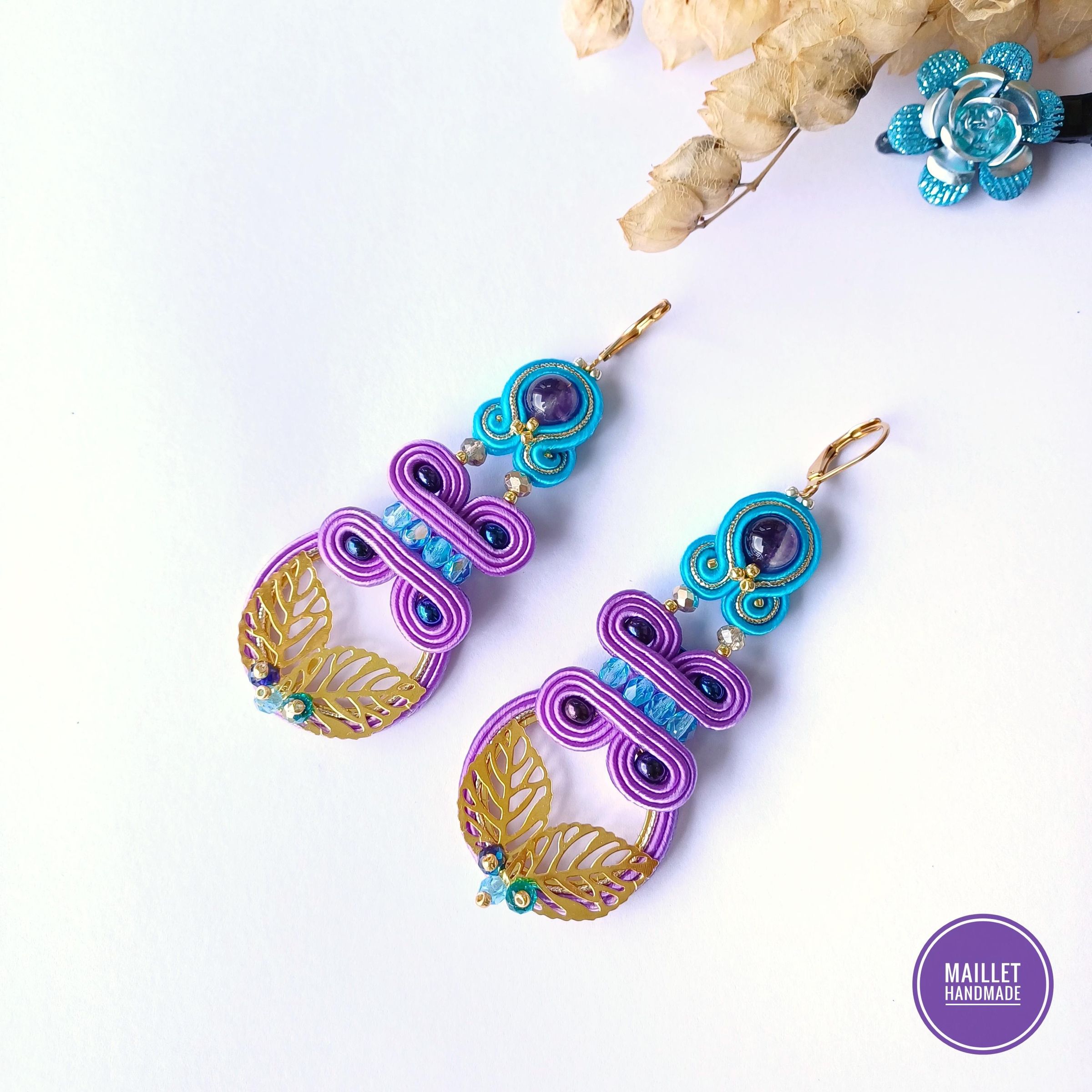Embroidered Filigree Earrings "Purple Rain" : 9 Steps (with Pictures ...