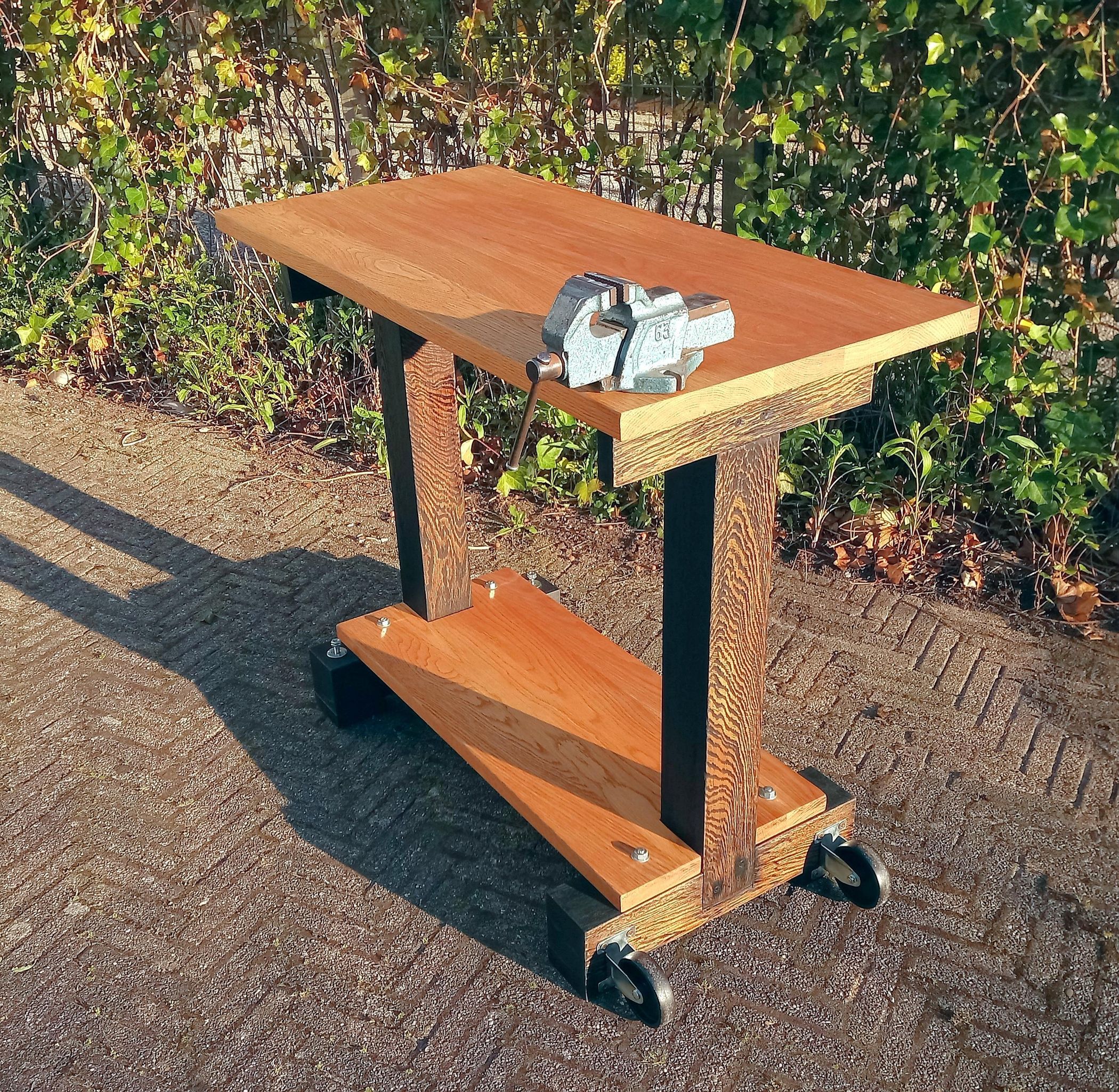 Traveler Workbench With Adjustable Feet and Cerused Oak Legs : 30 Steps ...