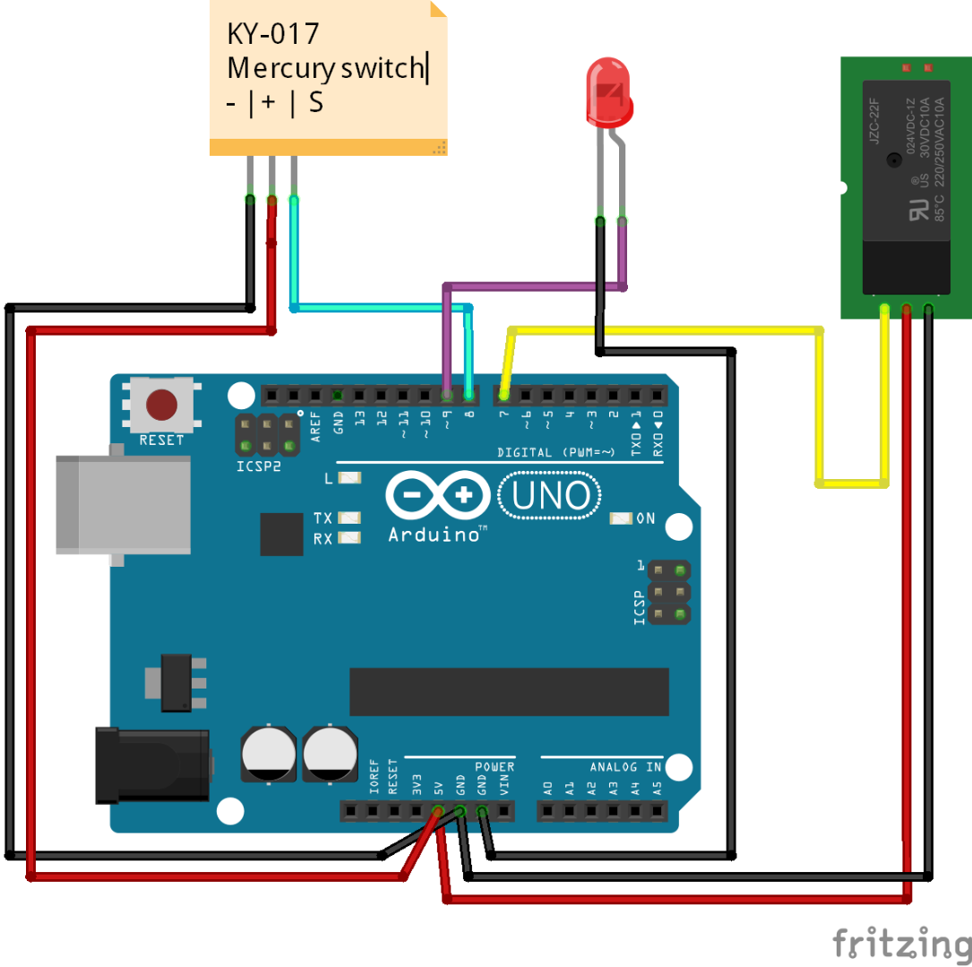Arduino - Switching Light On/off With Mercury Switch Module KY-017 ...