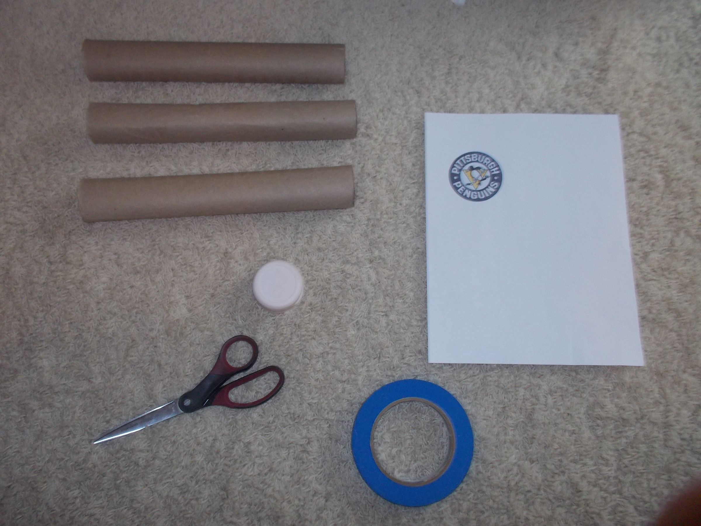 Hockey Stick and Puck From Paper Towel Rolls and Ketchup Lid : 7 Steps ...