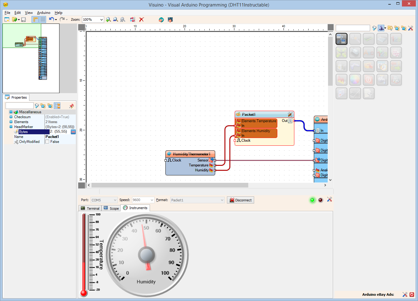 Arduino Nano: DHT11 Temperature and Humidity Visual Instrumentation ...