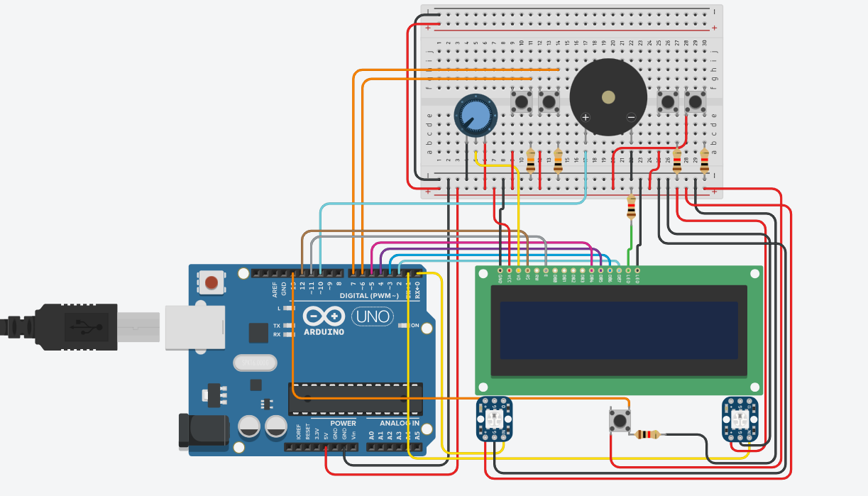 Autodesk Tinkercad Simulation of Arduino UNO Ping Pong Game V2.0: : 5 ...