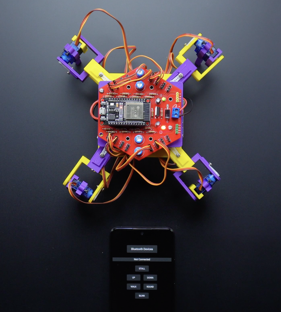 4-Legged Spider Robot With 3D Printed Parts (8 Servo Motors and an ...
