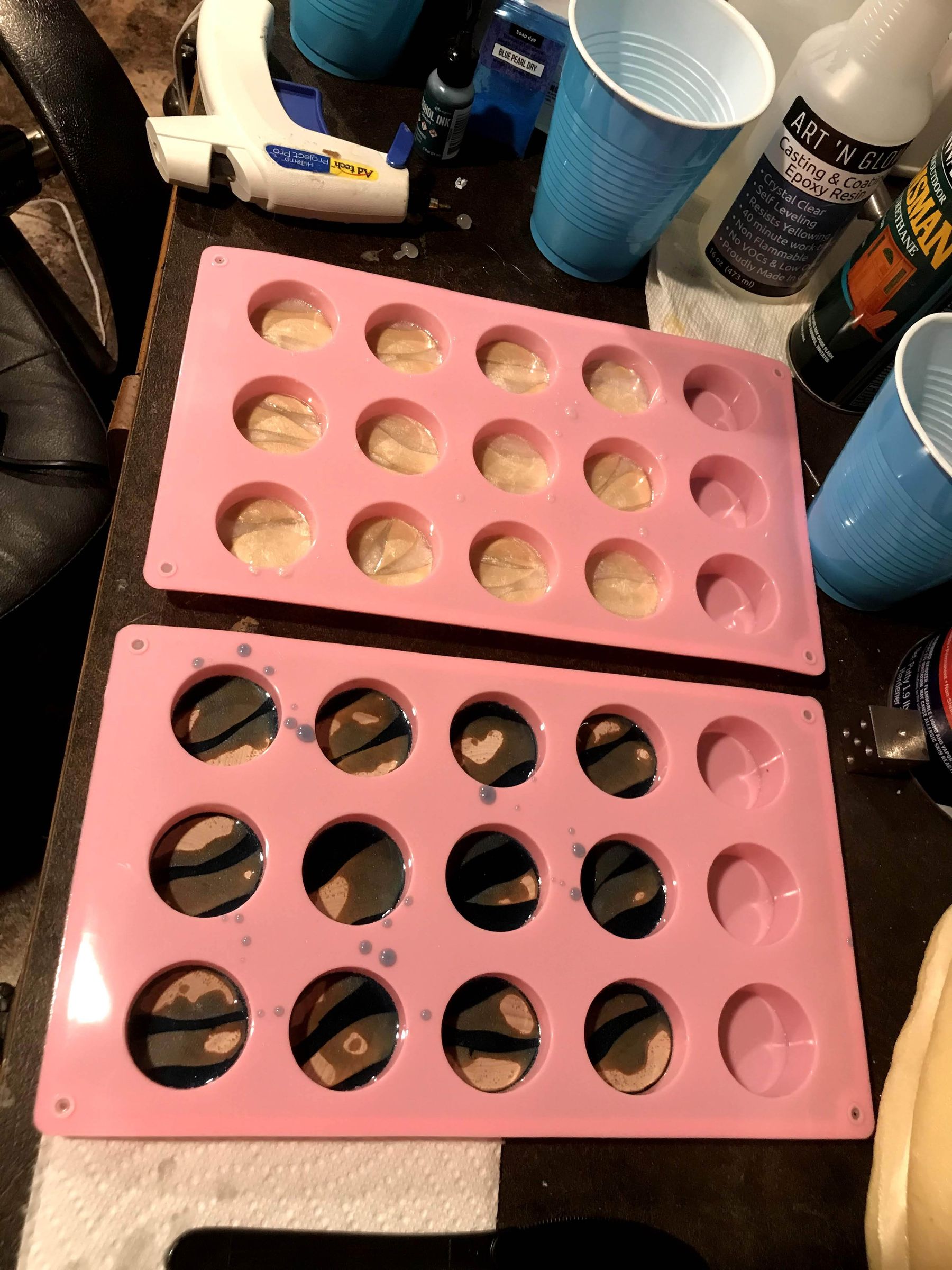 Wood and Resin Chess and Checker Board With Pieces From Scraps : 6 ...