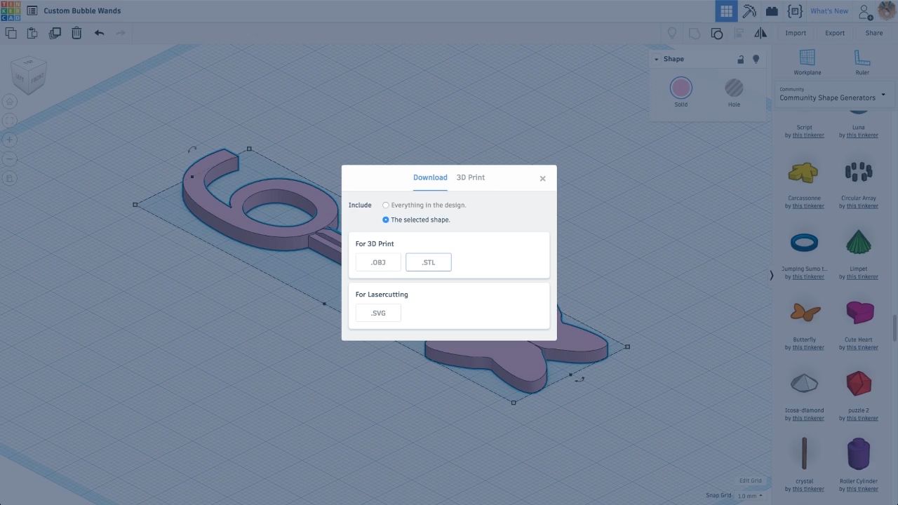 Custom Bubble Wands - Tinkercad
