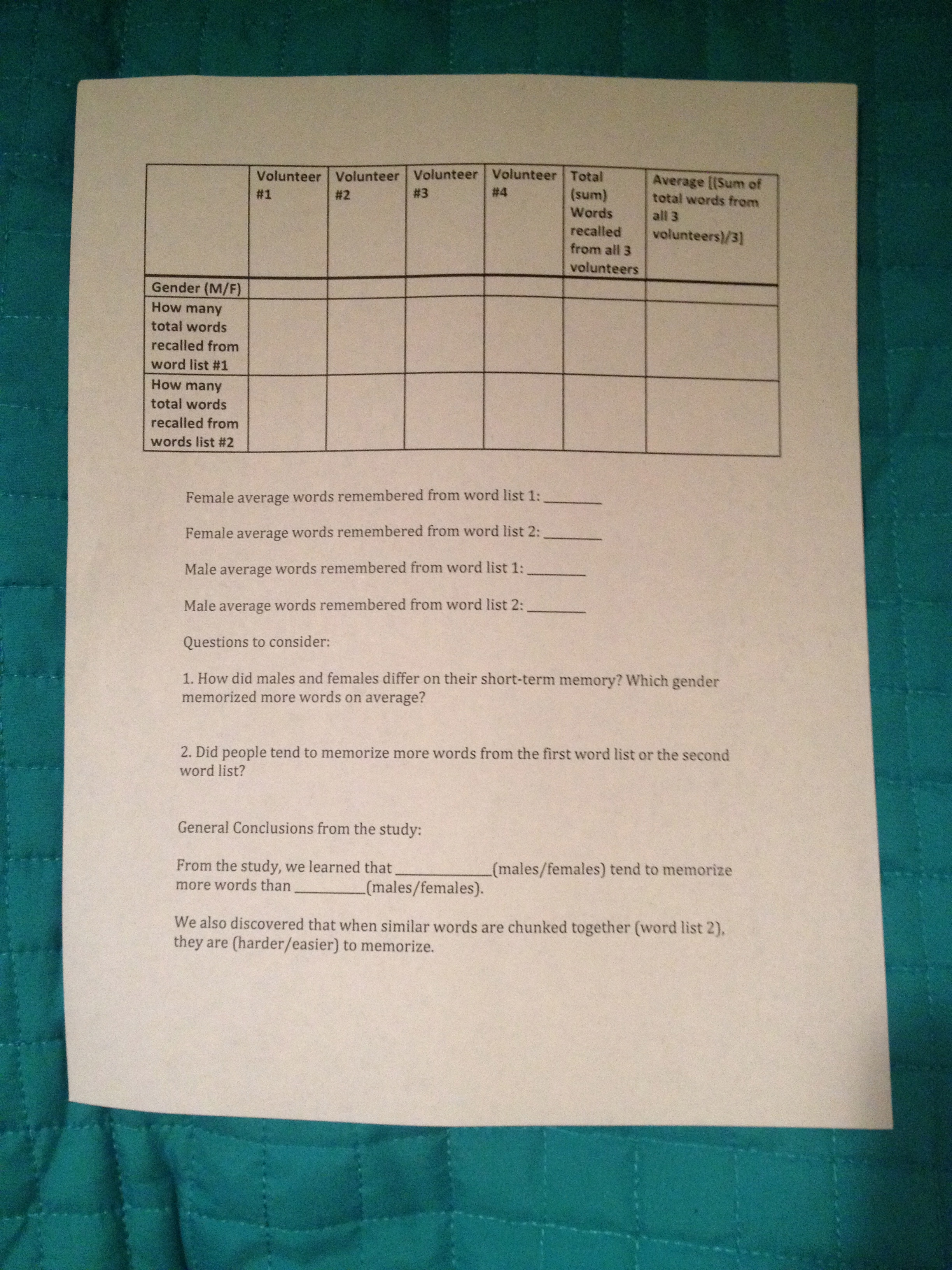 How to Do a Psychology Short-Term Memory Experiment : 13 Steps ...