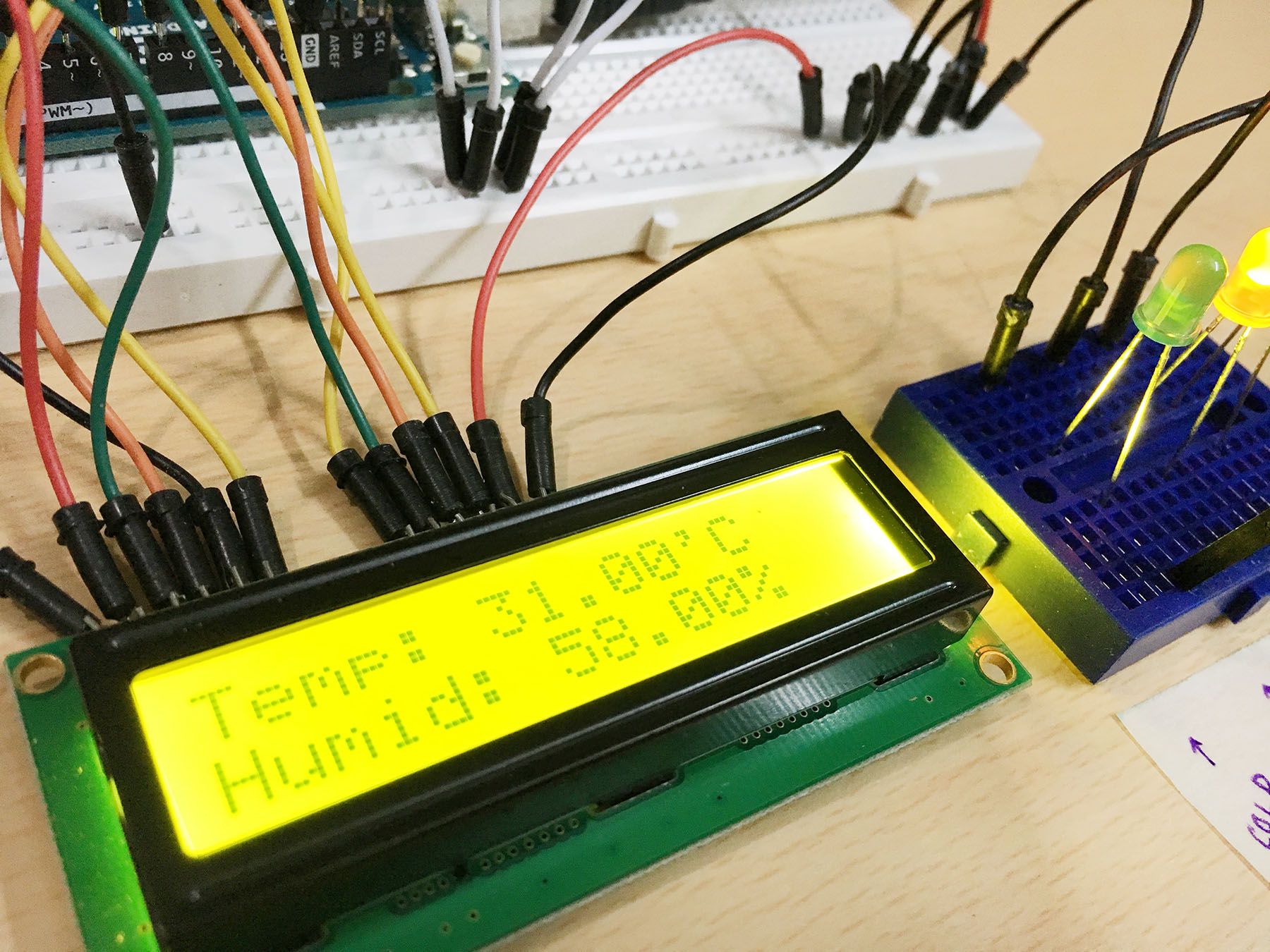 Temp & Humidity Sensor With LCD Disp & LED Indicator : 5 Steps (with ...