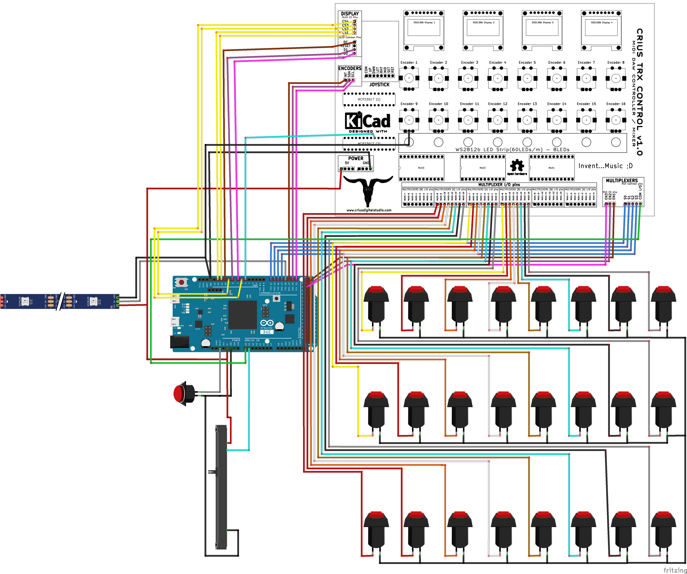 Arduino MIDI DAW Controller - Crius TRX Control V1.0 : 23 Steps (with ...