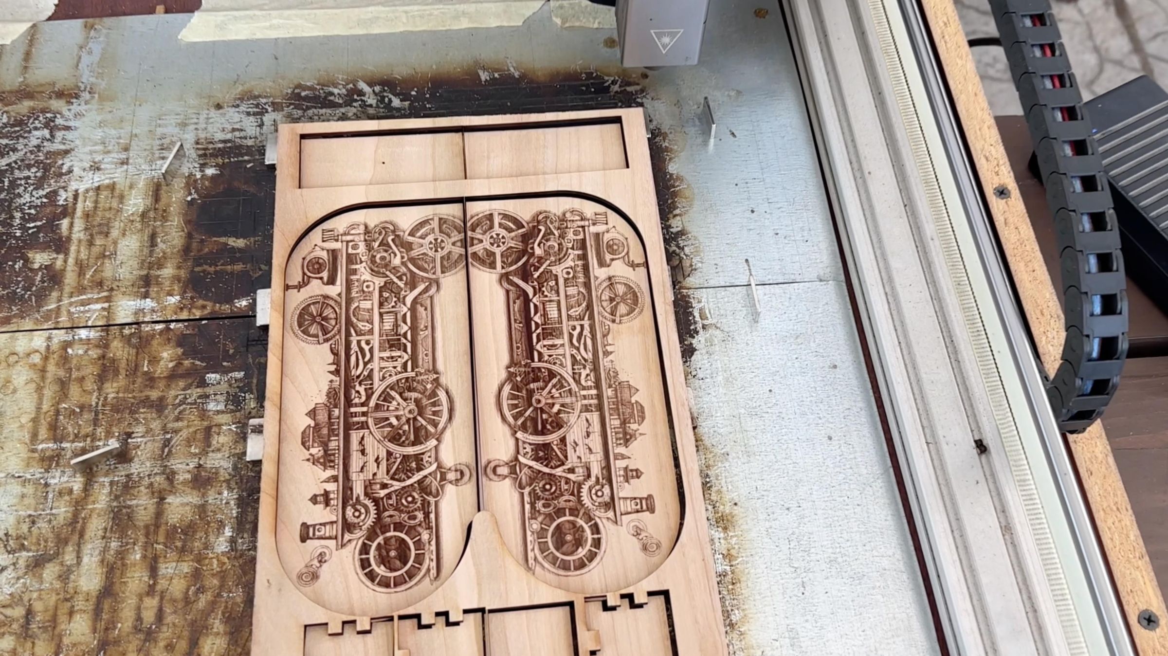 Unusual Wooden Pencil Box With Steampunk Engraving / Tambour : 20 Steps ...