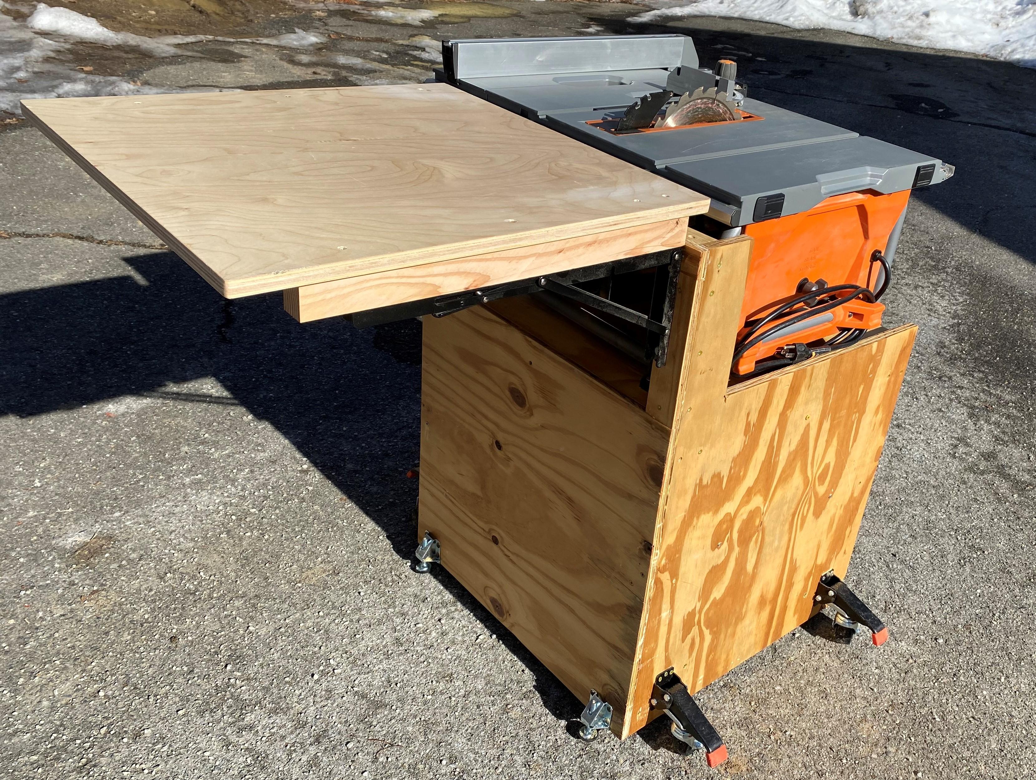 Mobile Table Saw Stand With Storage Drawers and Folding Outfeed Table ...