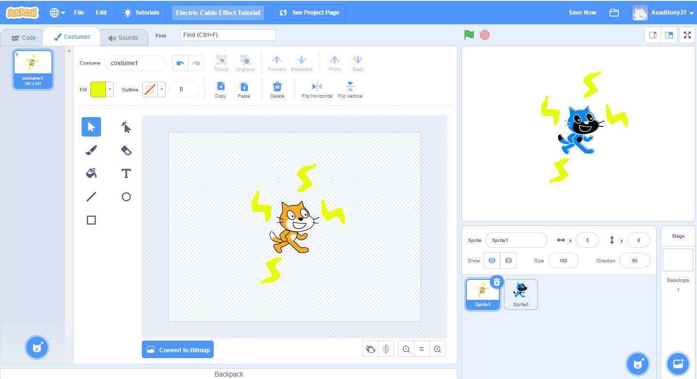 How to Make Electric Cable Effect in Scratch : 4 Steps - Instructables