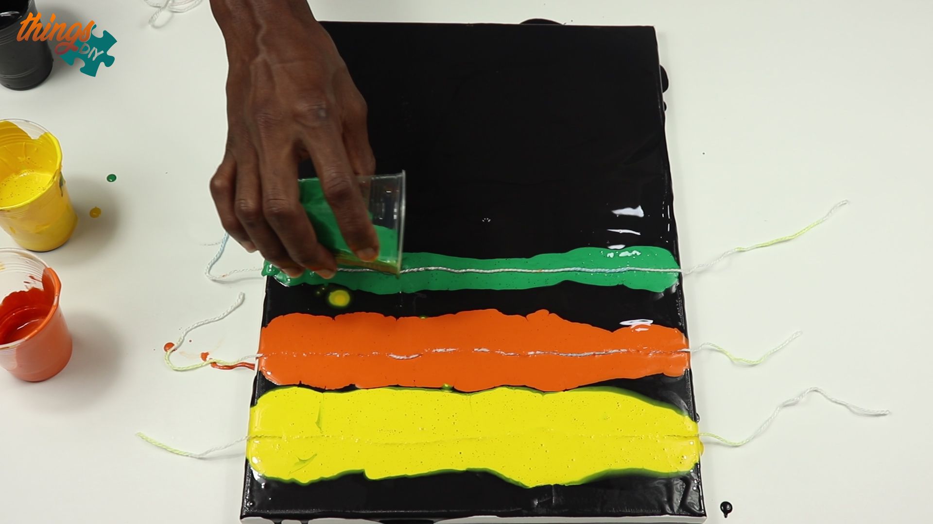 Acrylic Pouring String Pull Abstract Flower Painting : 5 Steps ...