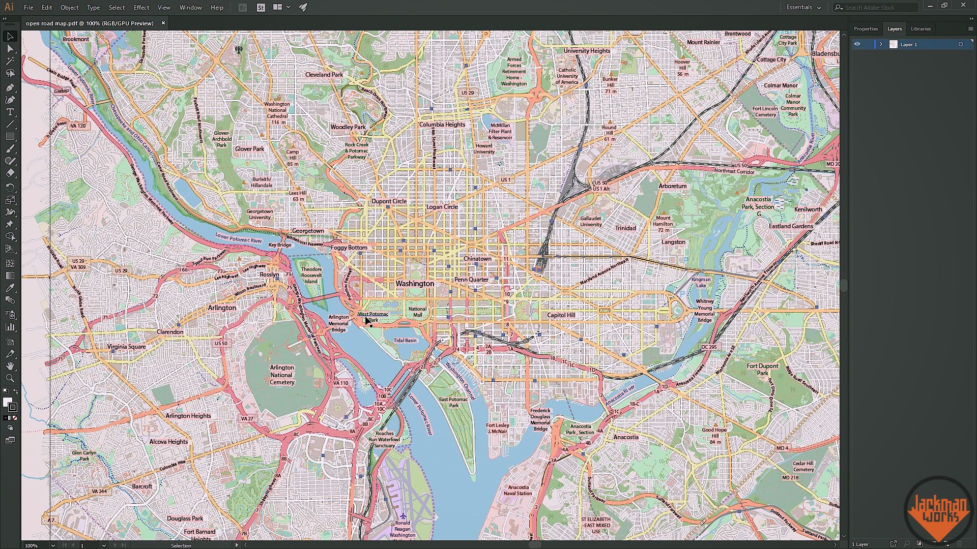 Reclaimed Wall Map With Epoxy Resin River and Road Inlay (Washington, D ...