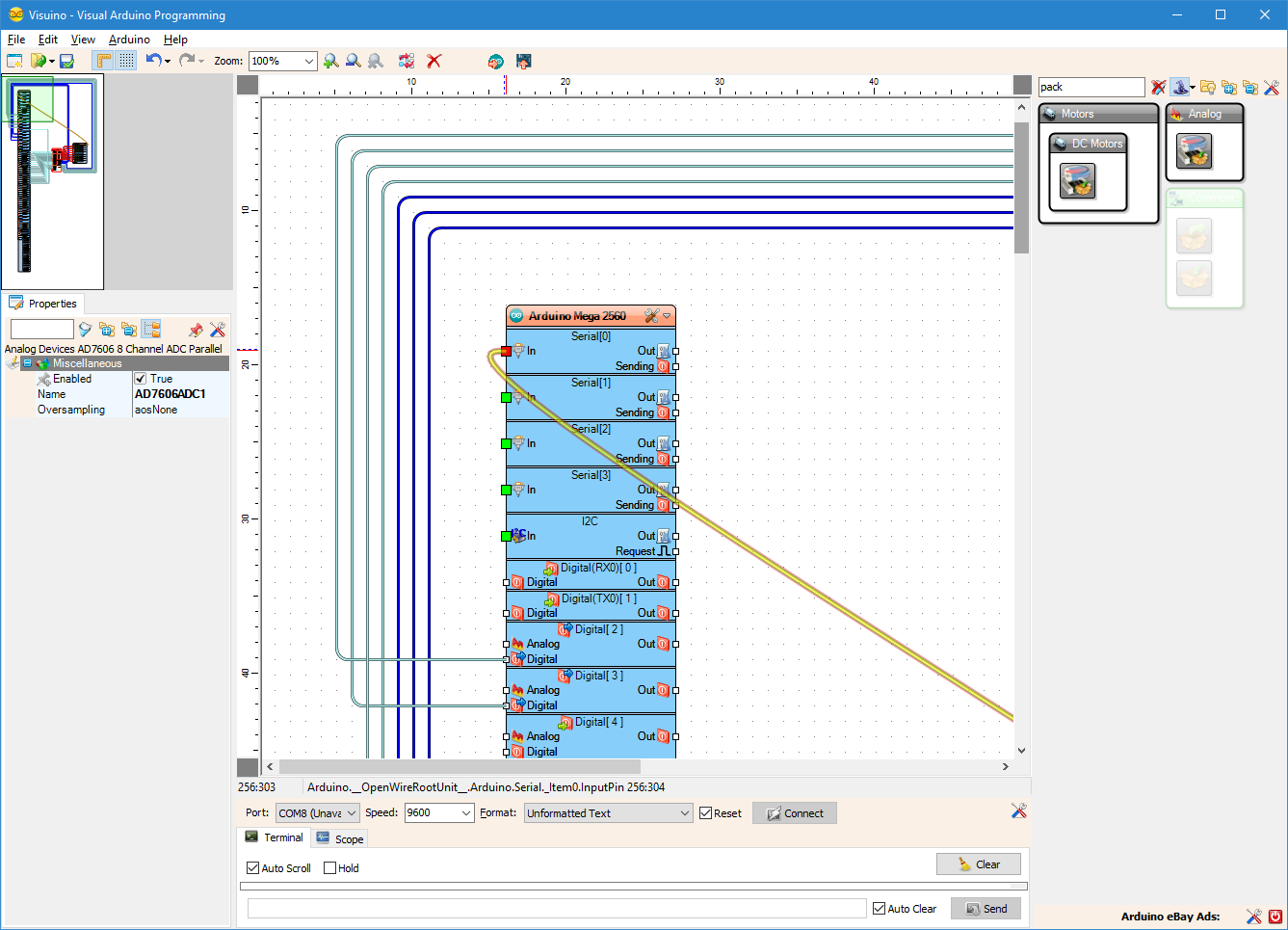 Arduino Mega and Visuino: Connect AD7606 8 Channel 16 Bit Bipolar ...