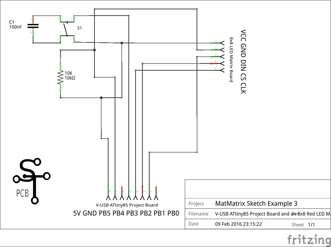 V-USB ATtiny85 Project Board and an 8x8 Red LED Matrix Display : 10 ...