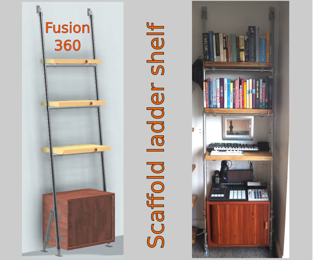 Scaffolding Ladder Bookshelf With Tambour Door Cupboard Designed in ...