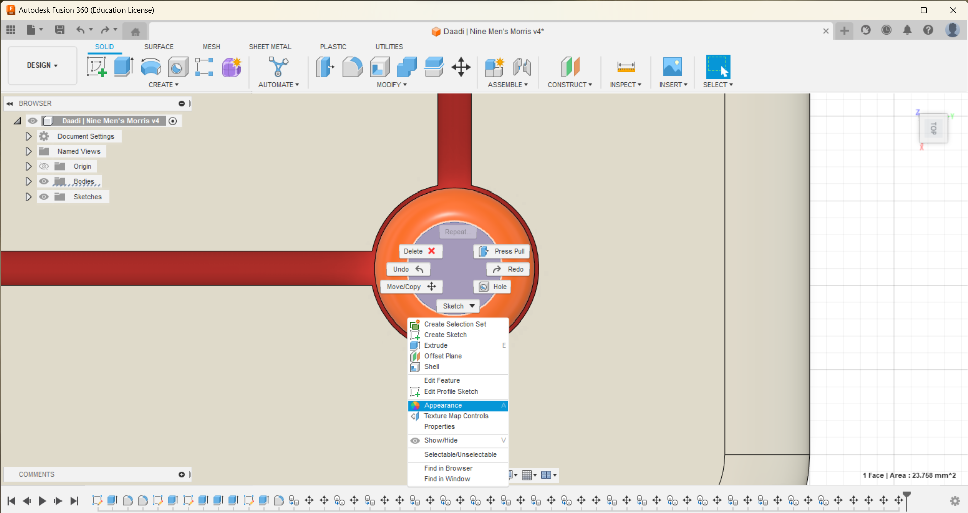How to Design 9 Mens Morris Game in Fusion 360 : 10 Steps (with ...