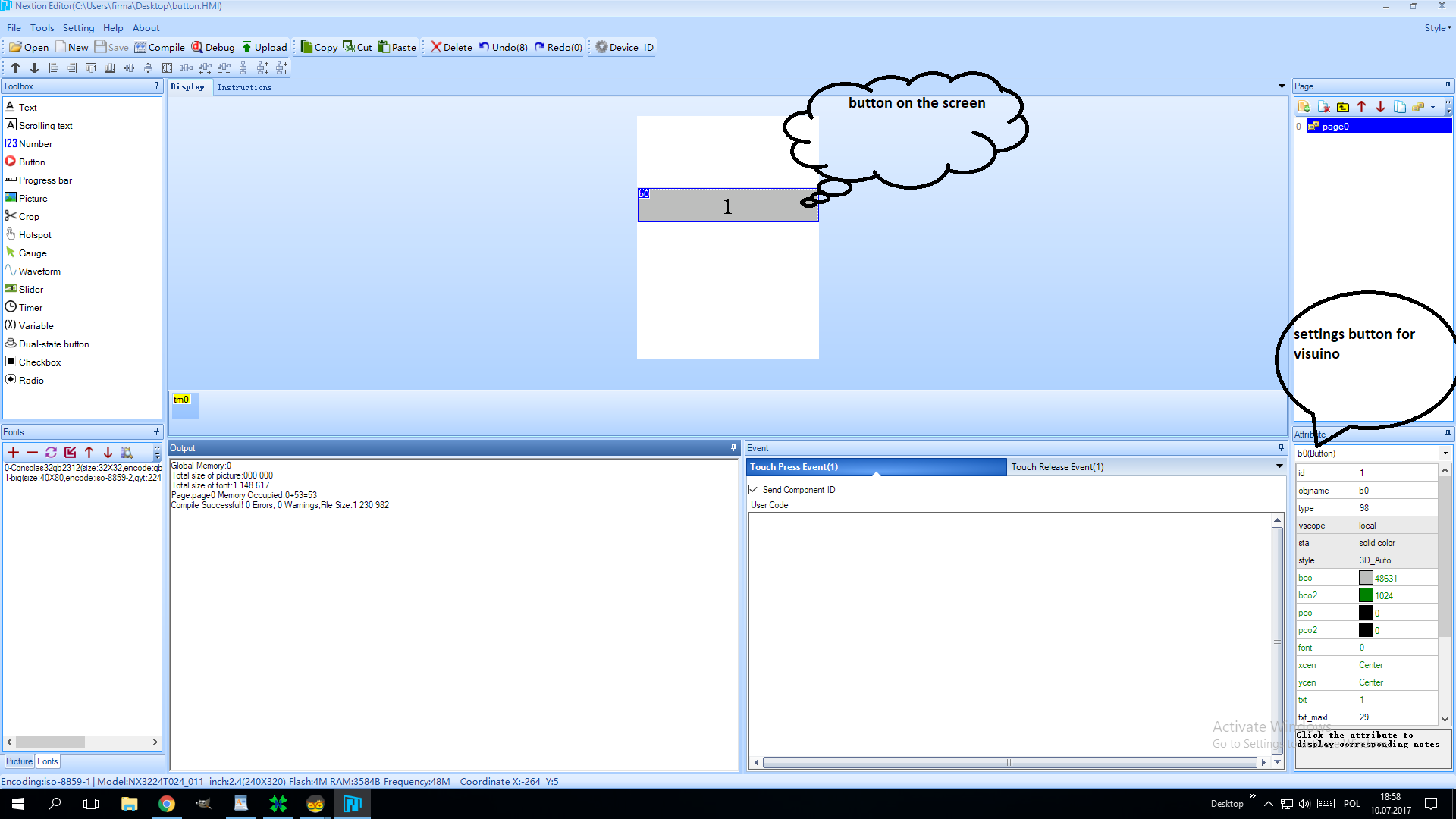 Button for NEXTION NX3224T024_11 : 3 Steps - Instructables