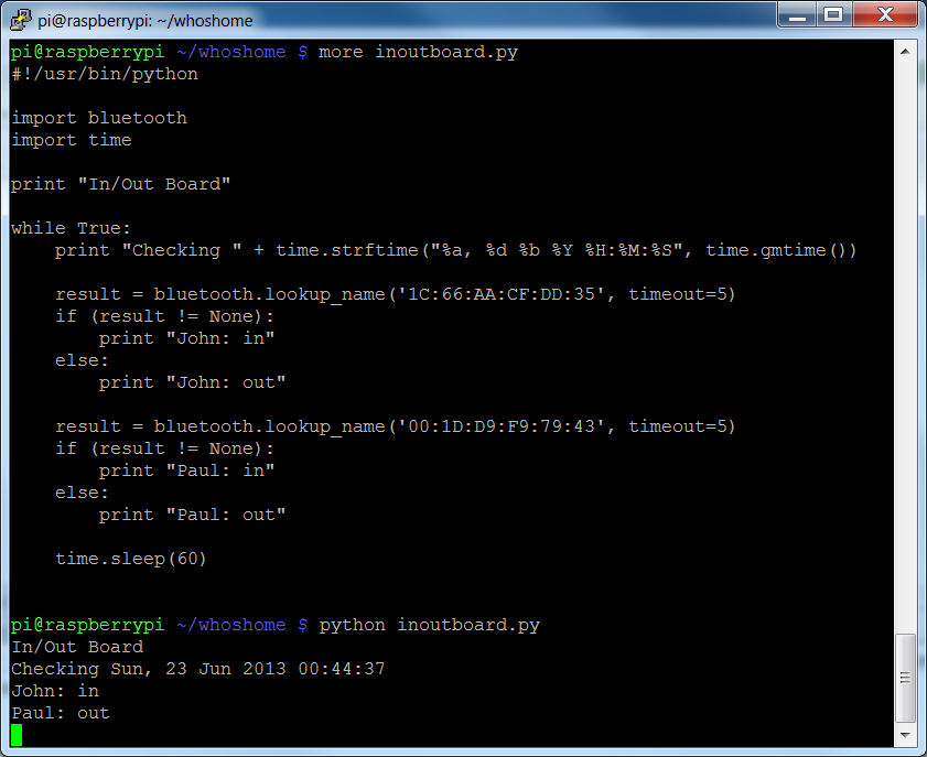 Raspberry Pi Bluetooth In/Out Board or "Who's Home" : 4 Steps ...