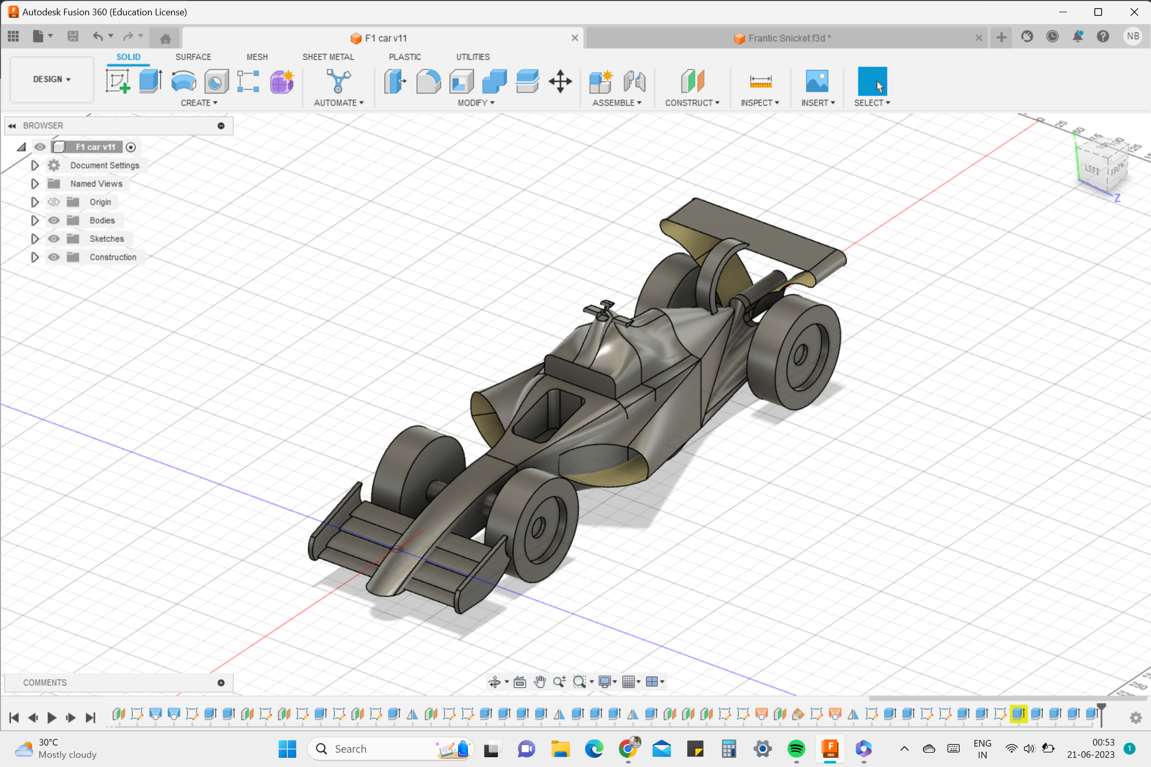 A F1 Car (Formula One) Model in Autodesk Fusion 360 Sent From Tinkercad ...