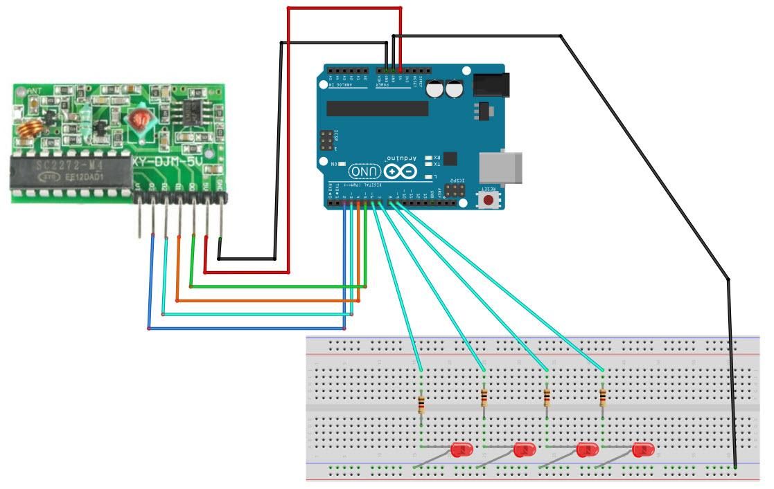 Control LEDs ON/OFF With 433MHz RF Remote and Arduino : 6 Steps ...