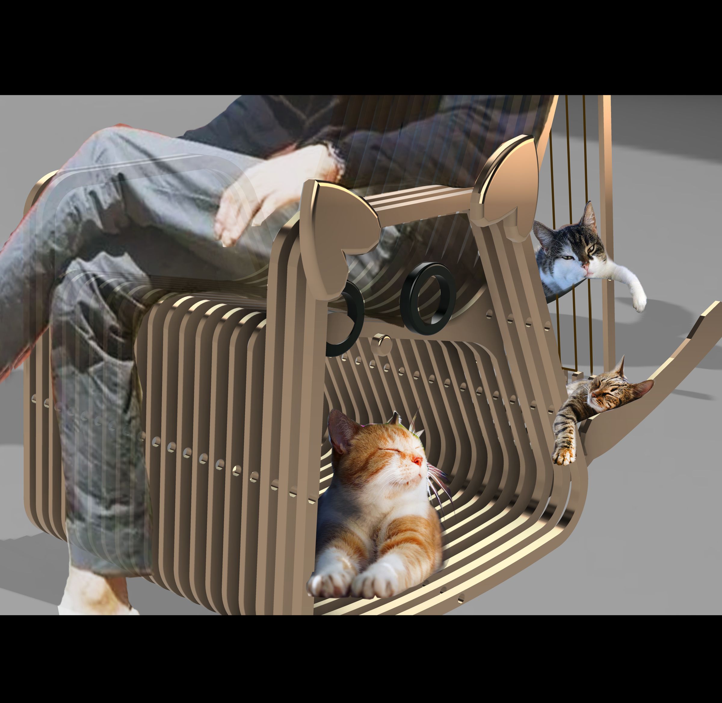 CAT-CHAIR：A Rocking Chair Design That Can Accommodate 3 Cats : 3 Steps ...