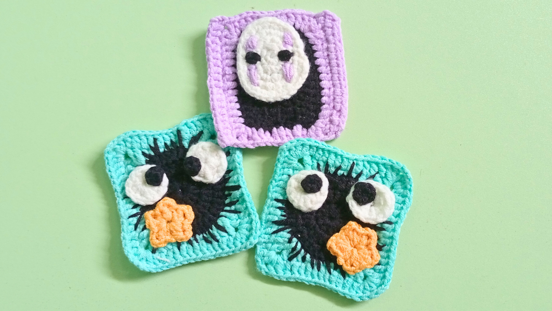 DIY Ghibli Granny Square Crochet Patterns: Kaonashi and Susuwatari ...